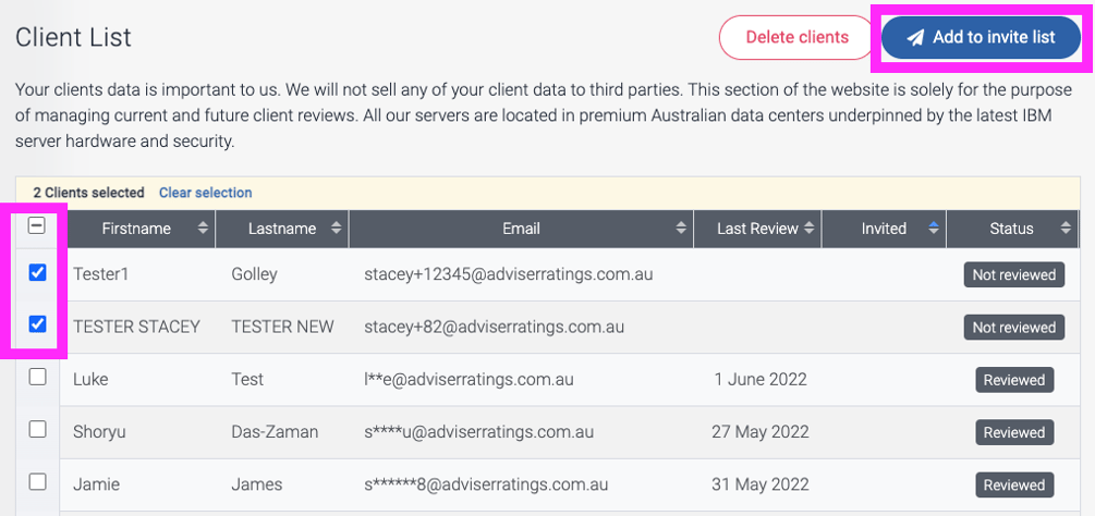 How do I invite my clients to review me?